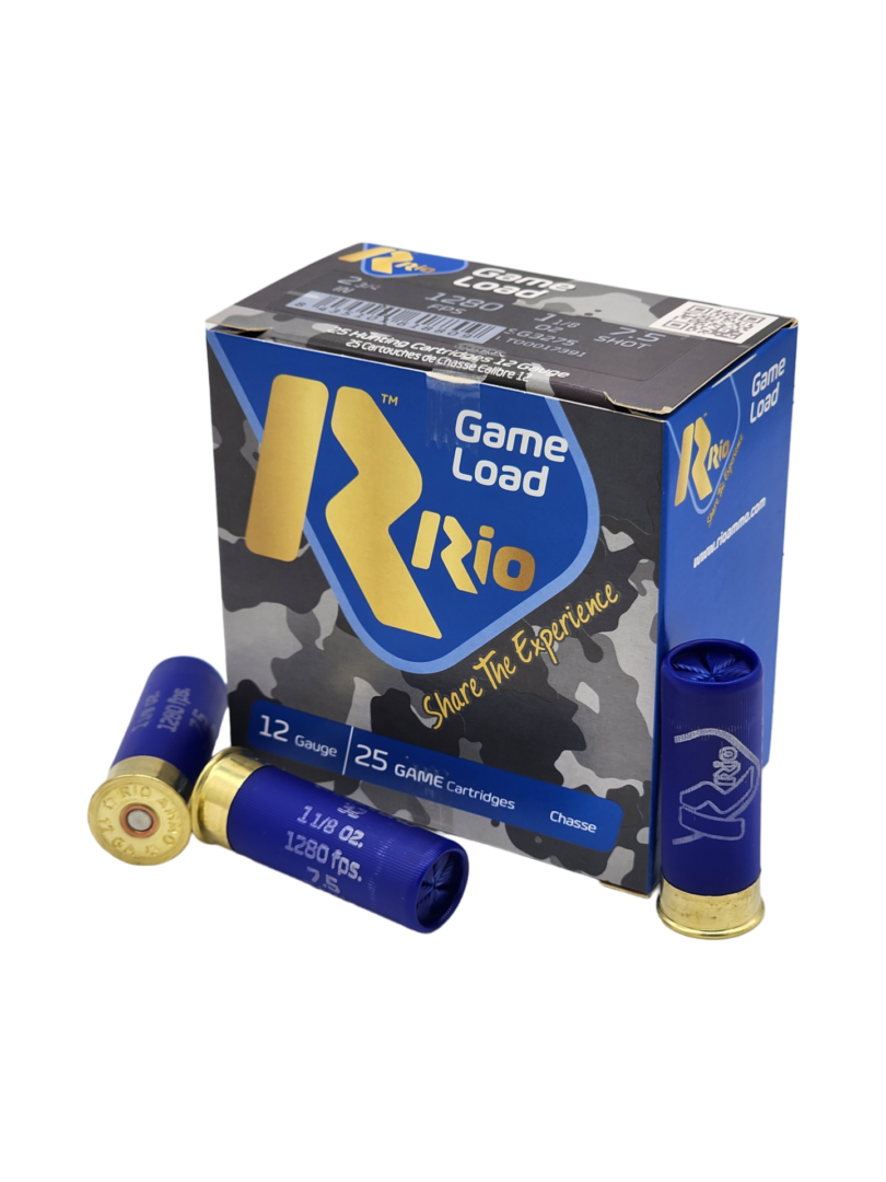 12 Gauge RIO Game Load 2 ¾ inch 1280 fps 1 1/8oz 7.5 shot (25 Count ...